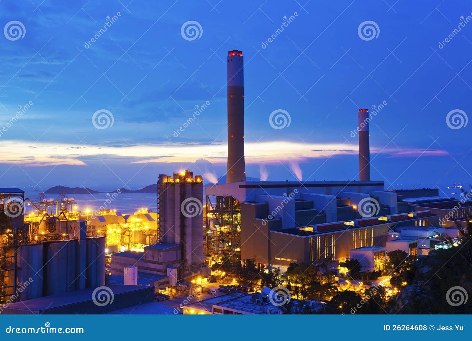 Power Plants in Hong Kong at Sunset Stock Photo - Image of metal ...