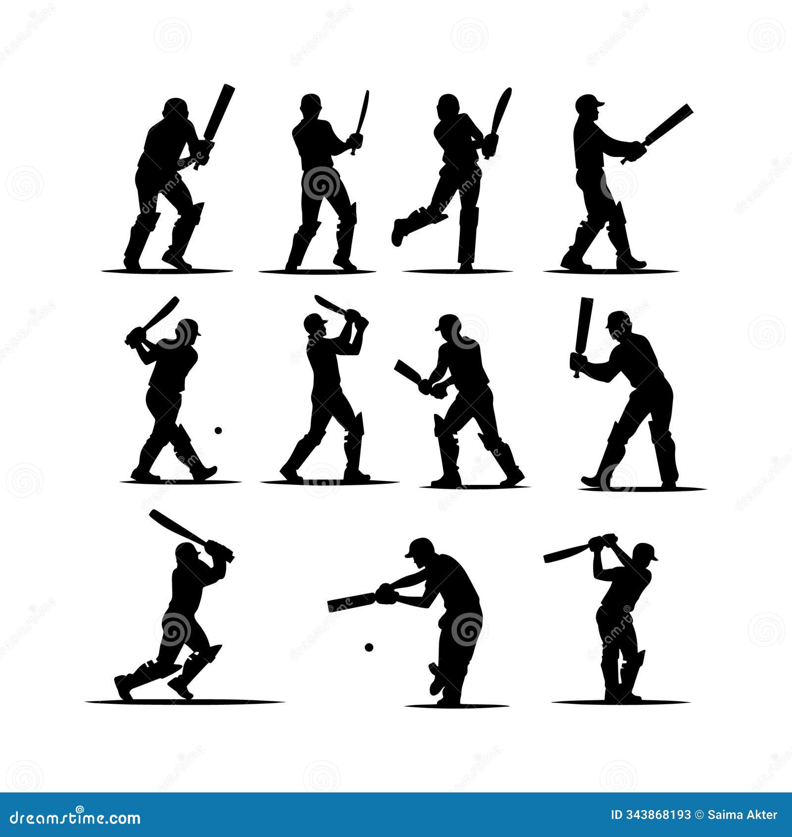 Cricket Silhouette Vector Illustration Isolated On White Background ...