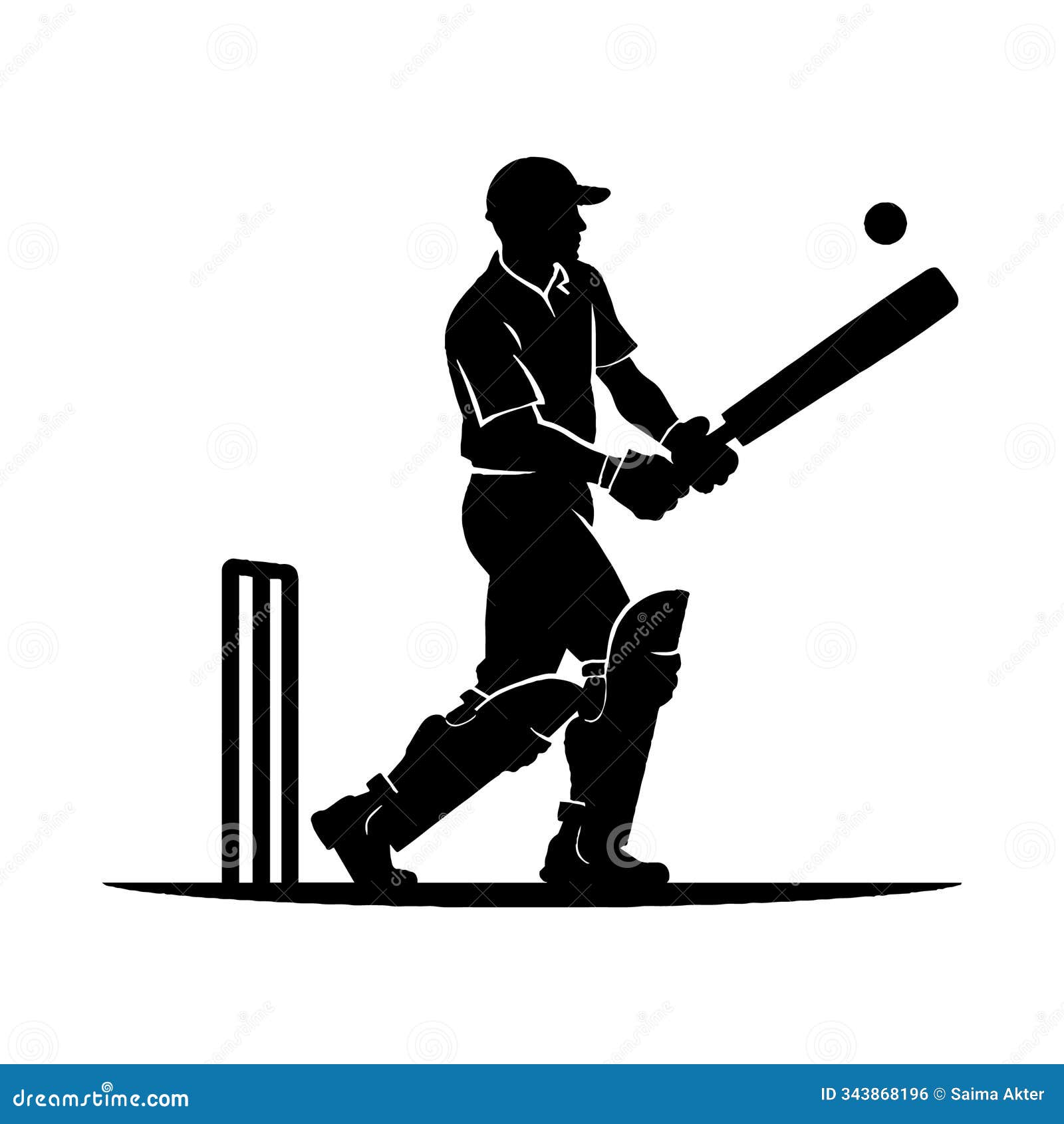 Cricket Silhouette Vector Illustration Isolated On White Background ...