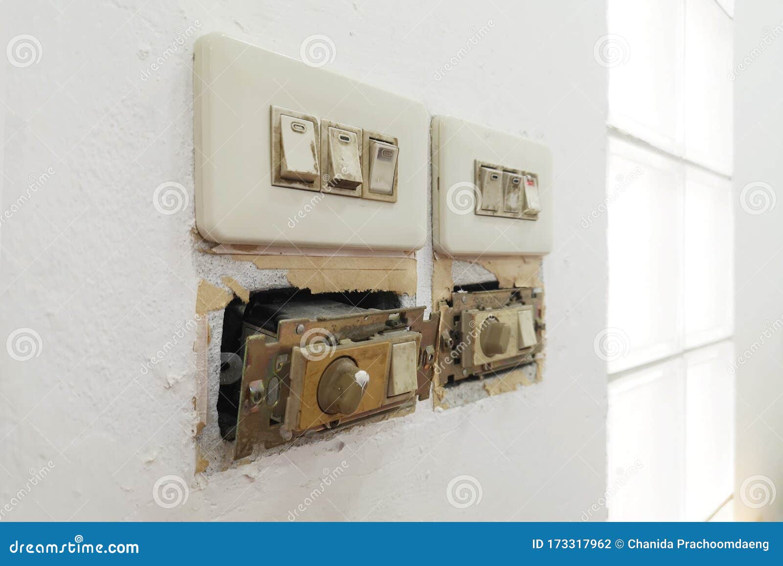 The Power Plug is Damaged. There May Be a Shock or an Accident Stock ...