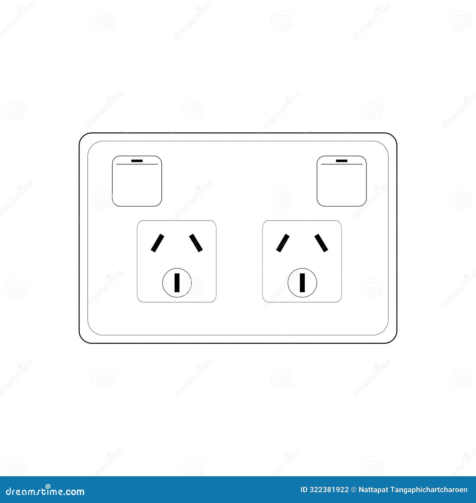 Power Plug Double Socket Outlet Type I with Switch Stock Vector ...