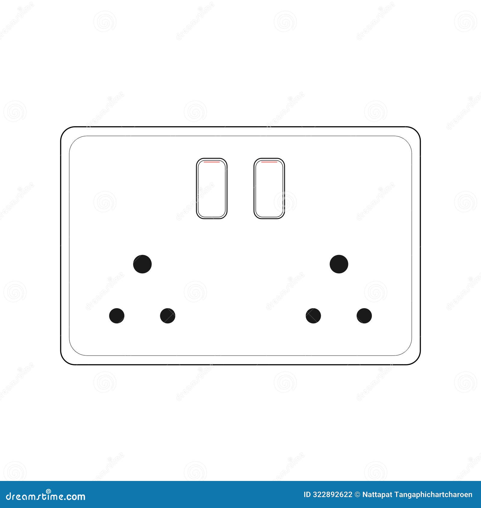 Power Plug Double Socket Outlet Type K with Switch Stock Vector ...