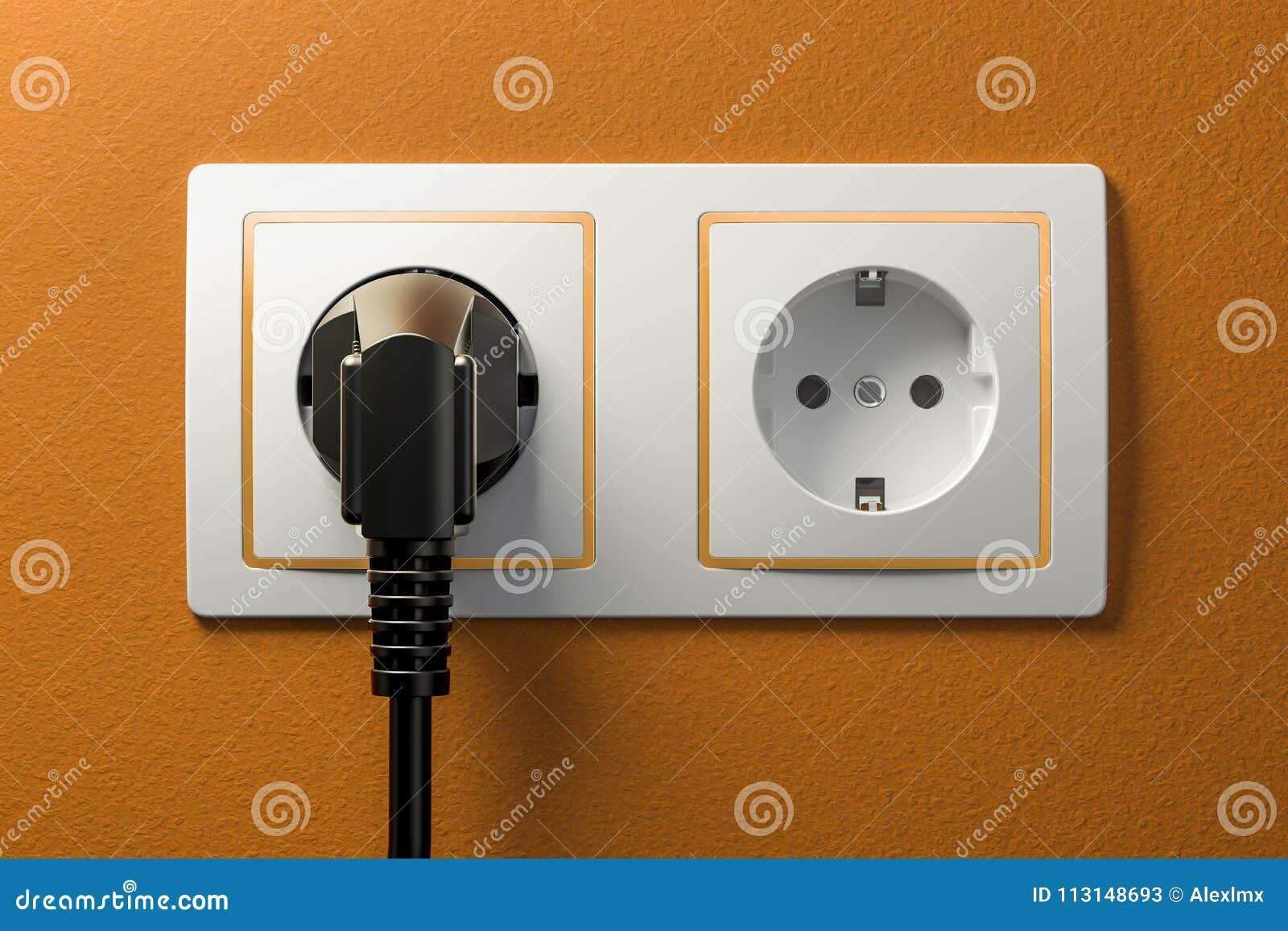 Power Plug into Electrical Socket. 3D Rendering Stock Illustration ...