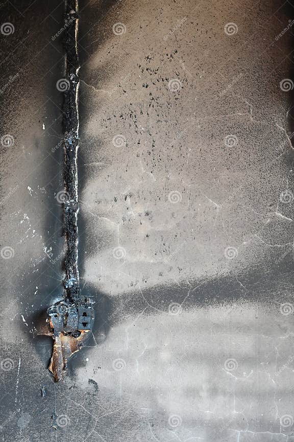 Power Plug Electricity Burn on Brick Wall Texture Background Stock ...