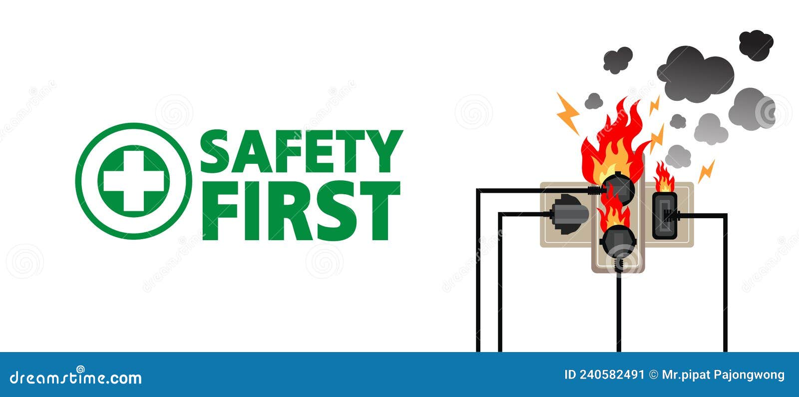 Power Plug is Full,Short Circuit,Safety First,Vector Design Stock ...