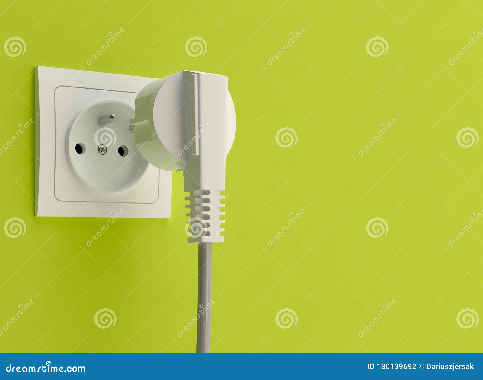 Power Plug and Green Wall, 3d Illustration Stock Illustration ...