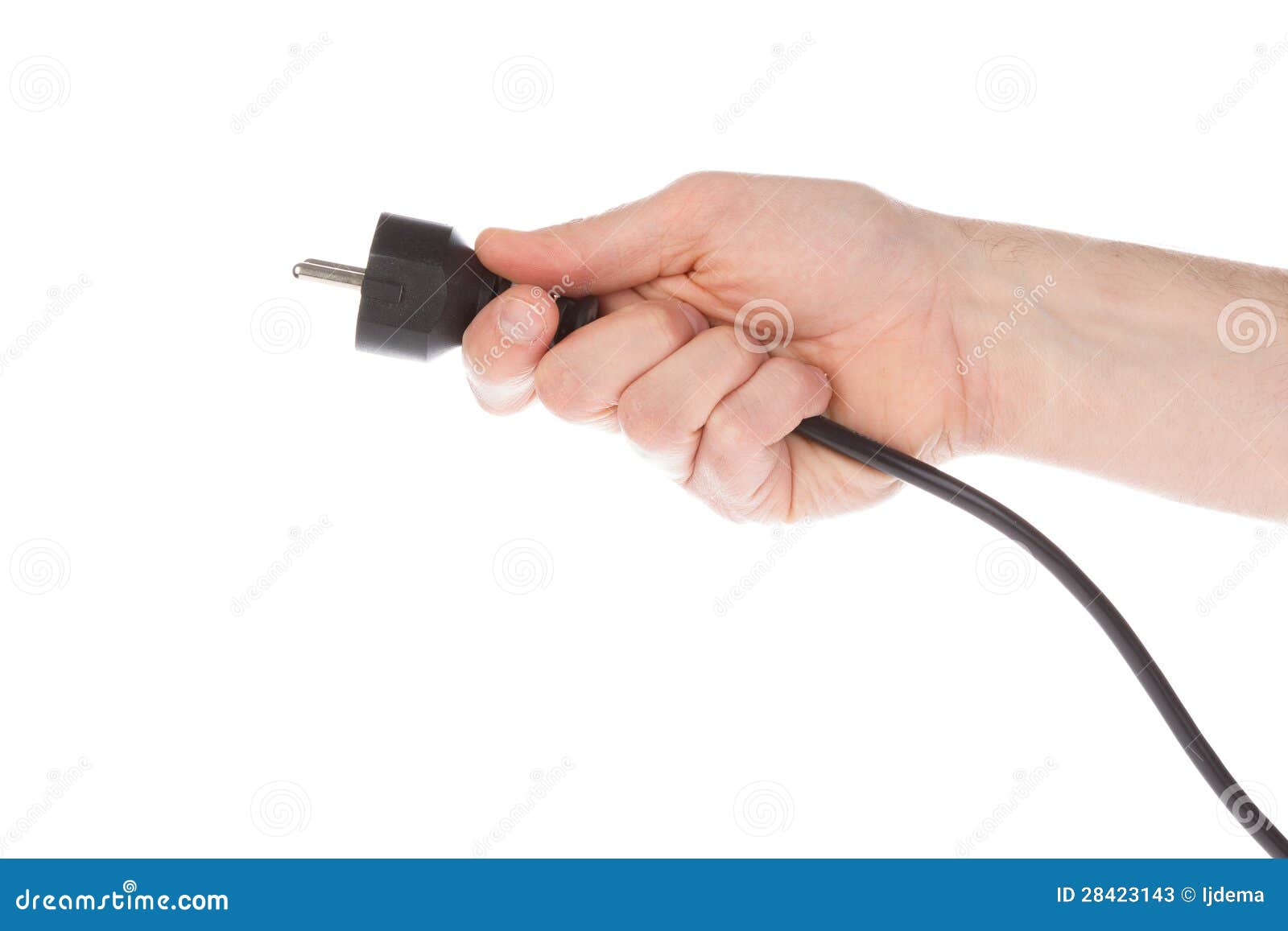 Power plug in a hand stock image. Image of human, black - 28423143