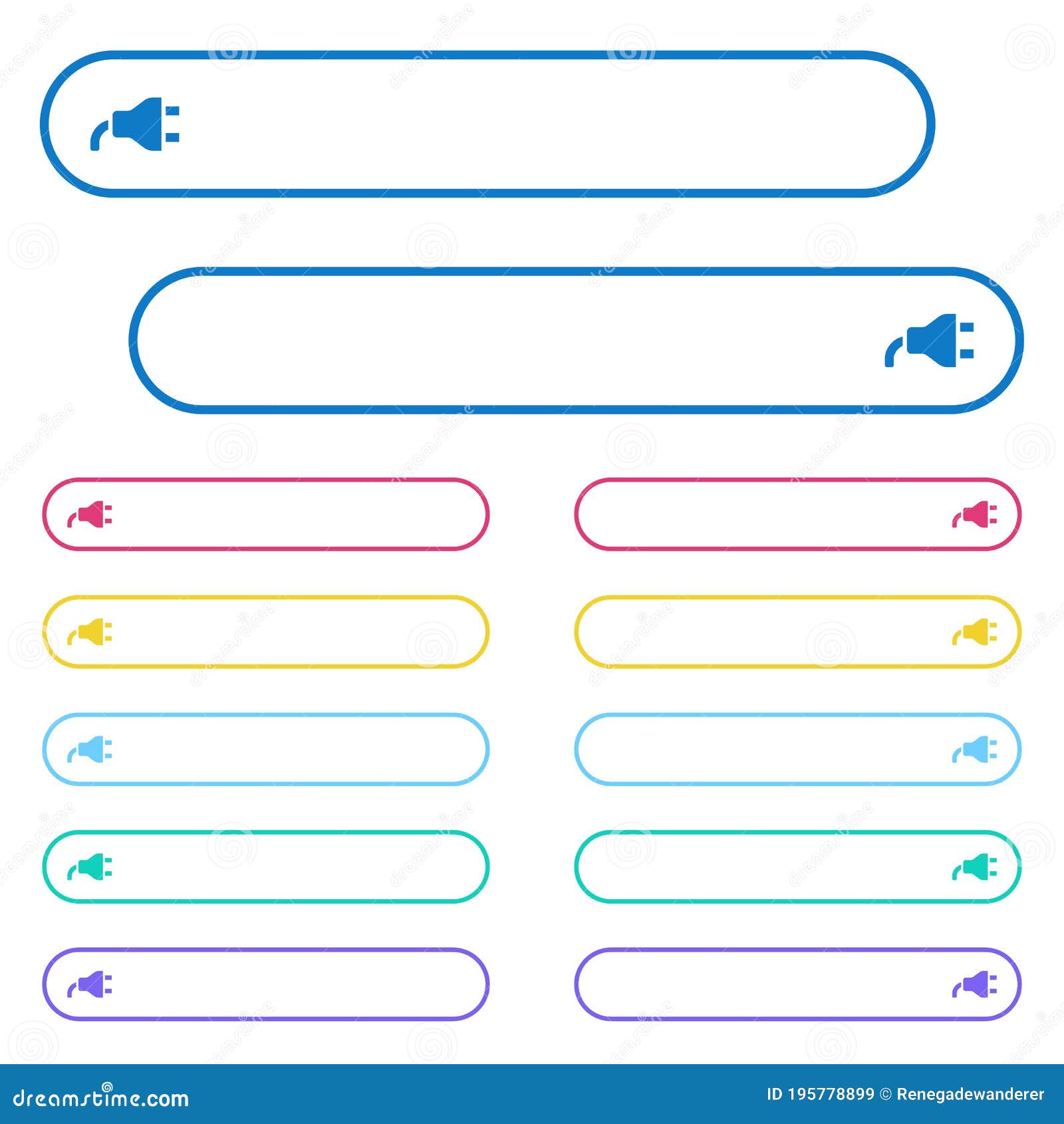 Power Plug Icons in Rounded Color Menu Buttons Stock Vector ...