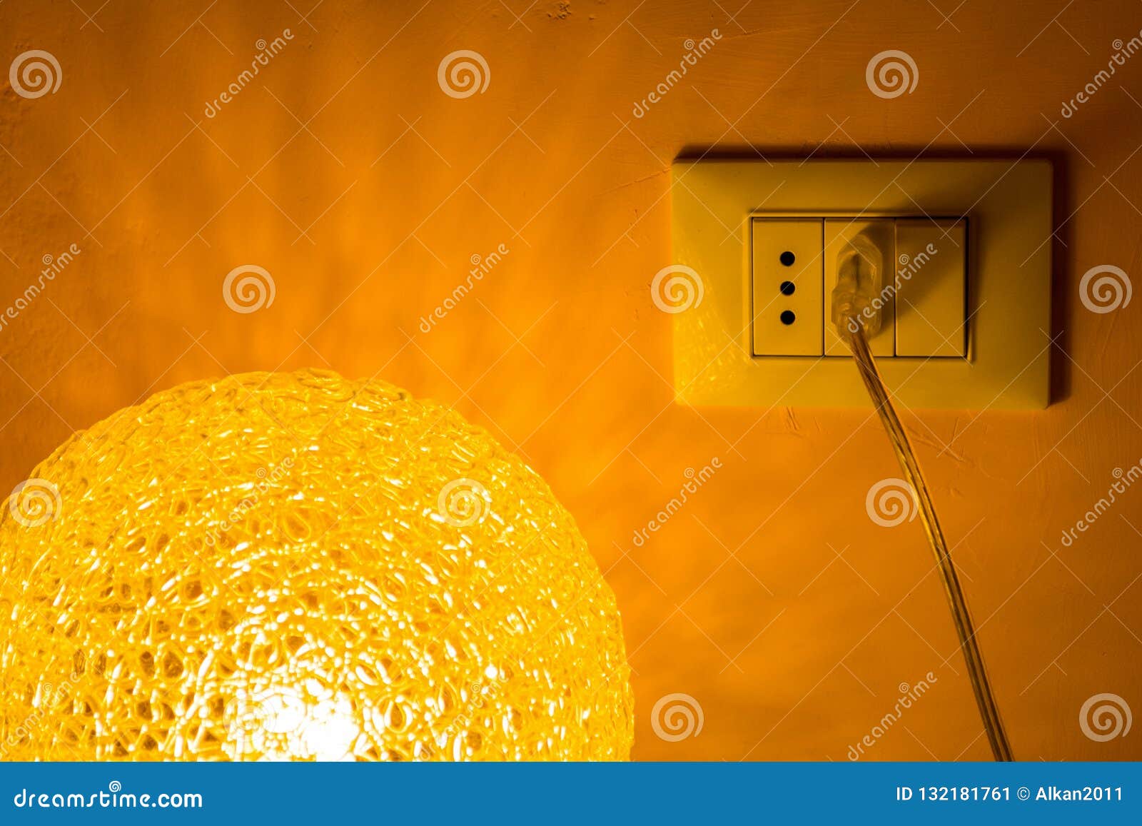 Power Plug by a Lighted Lamp Stock Image - Image of house, copy: 132181761