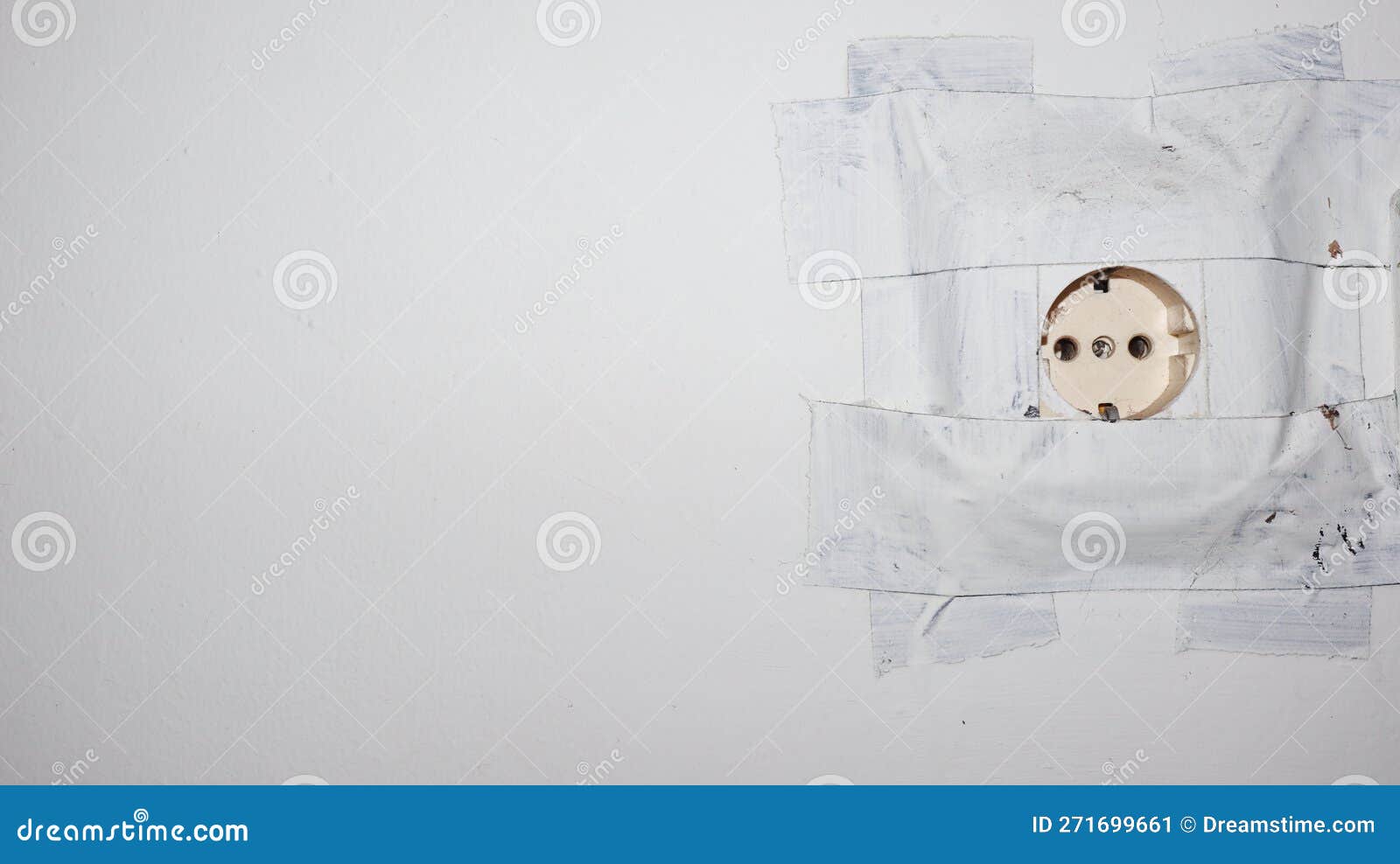 Power Plug are Protected with Masking Tape at the Wall Stock Image ...