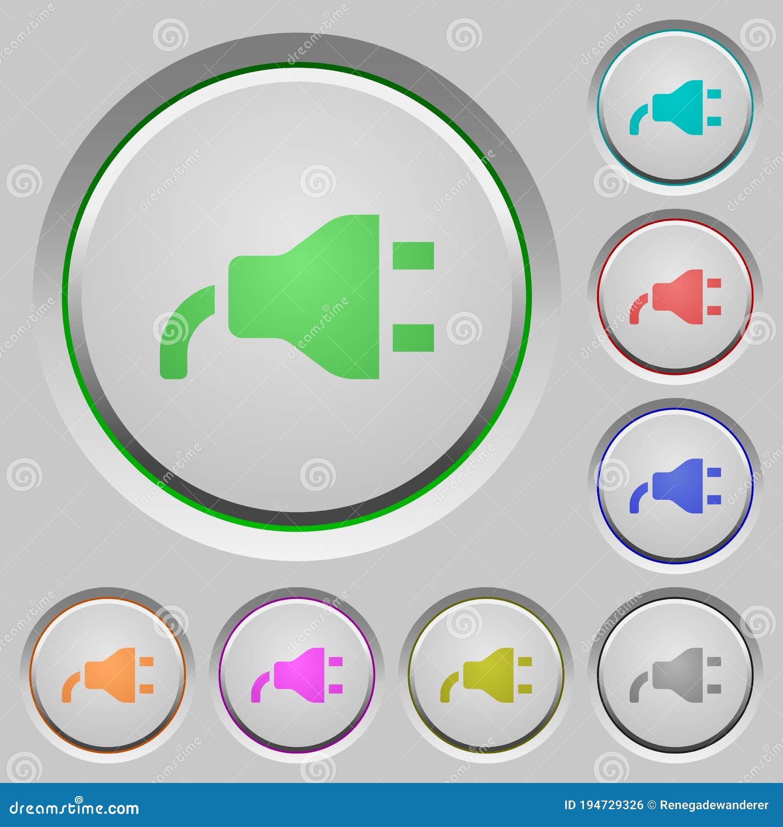 Power plug push buttons stock vector. Illustration of edge - 194729326