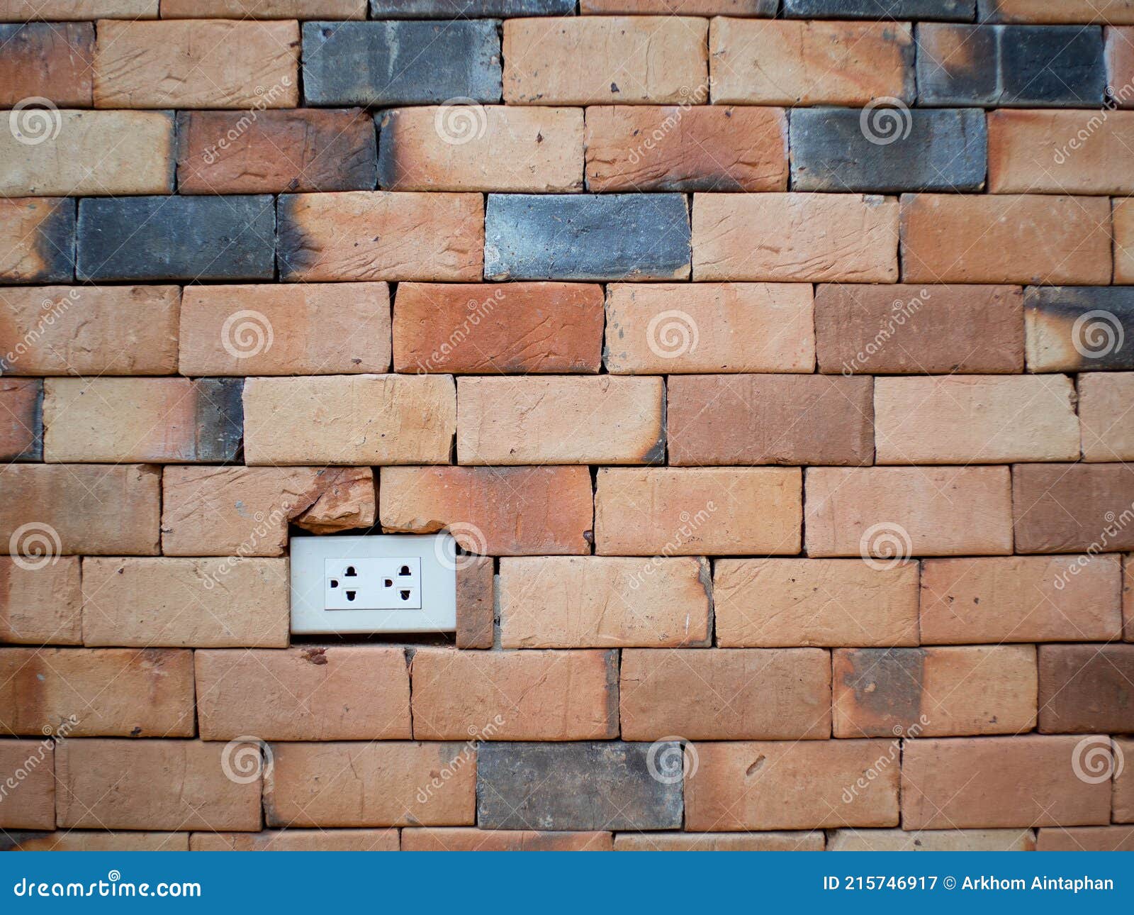 Power plug and red brick stock image. Image of home - 215746917