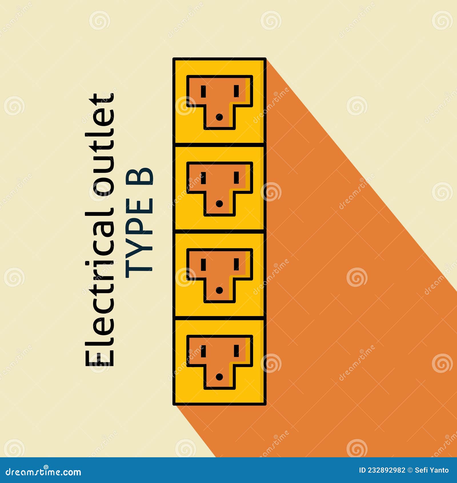 Type B Power Plug and Socket, Flat Design, Simple. Electrical Plugs and ...