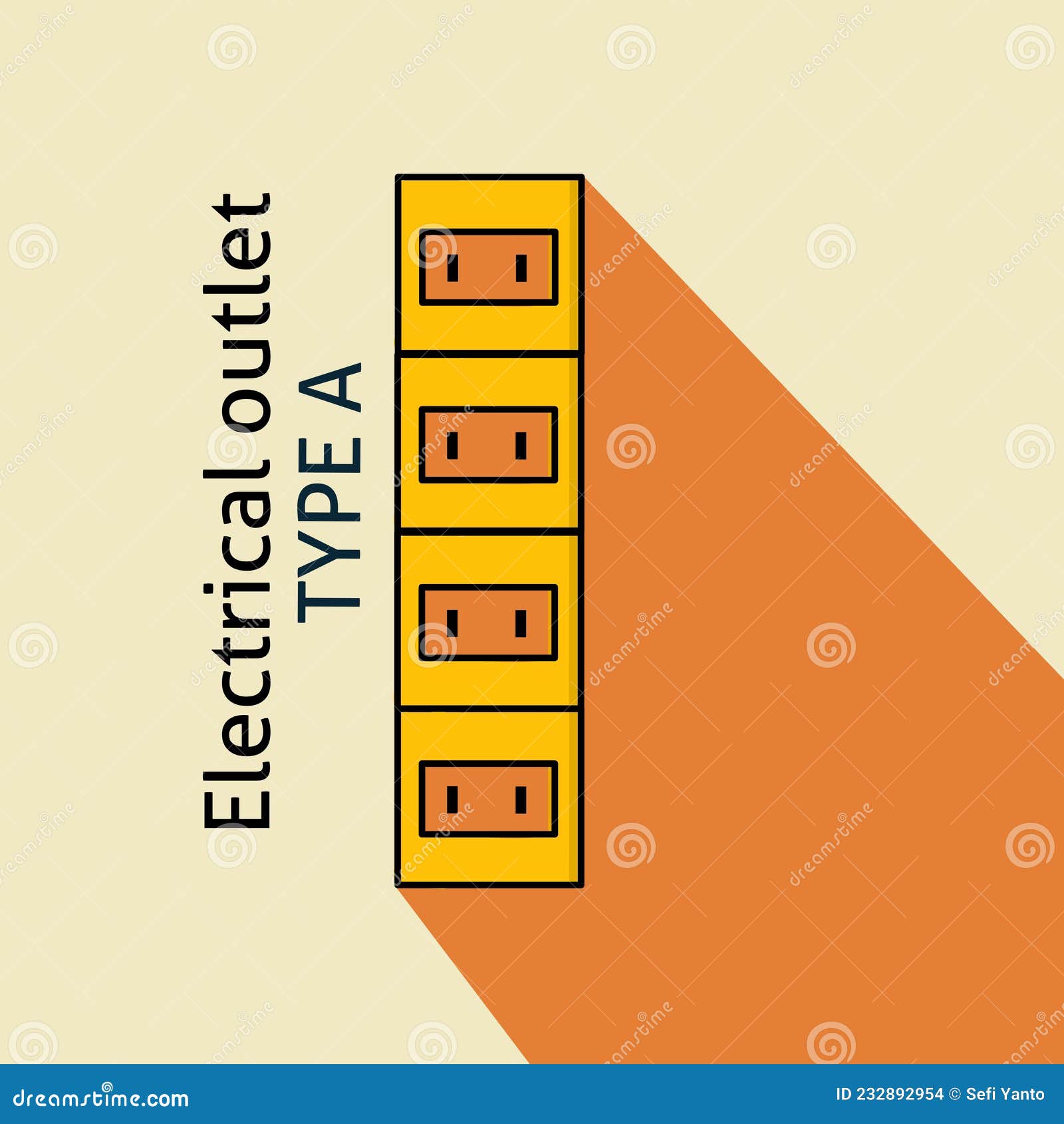 Type a Power Plug and Socket, Flat Design, Simple. Electrical Plugs and ...