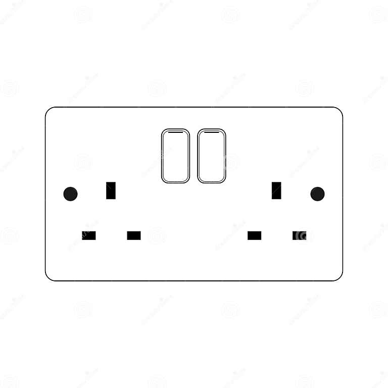 Power Plug Socket Outlet Type G with Switch Stock Vector - Illustration ...