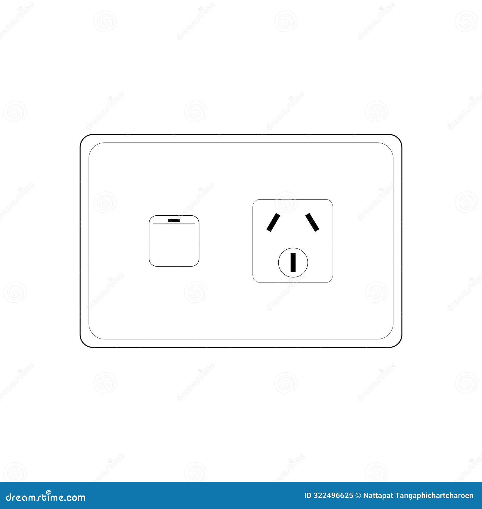 Power Plug Socket Outlet Type I with Switch Stock Illustration ...