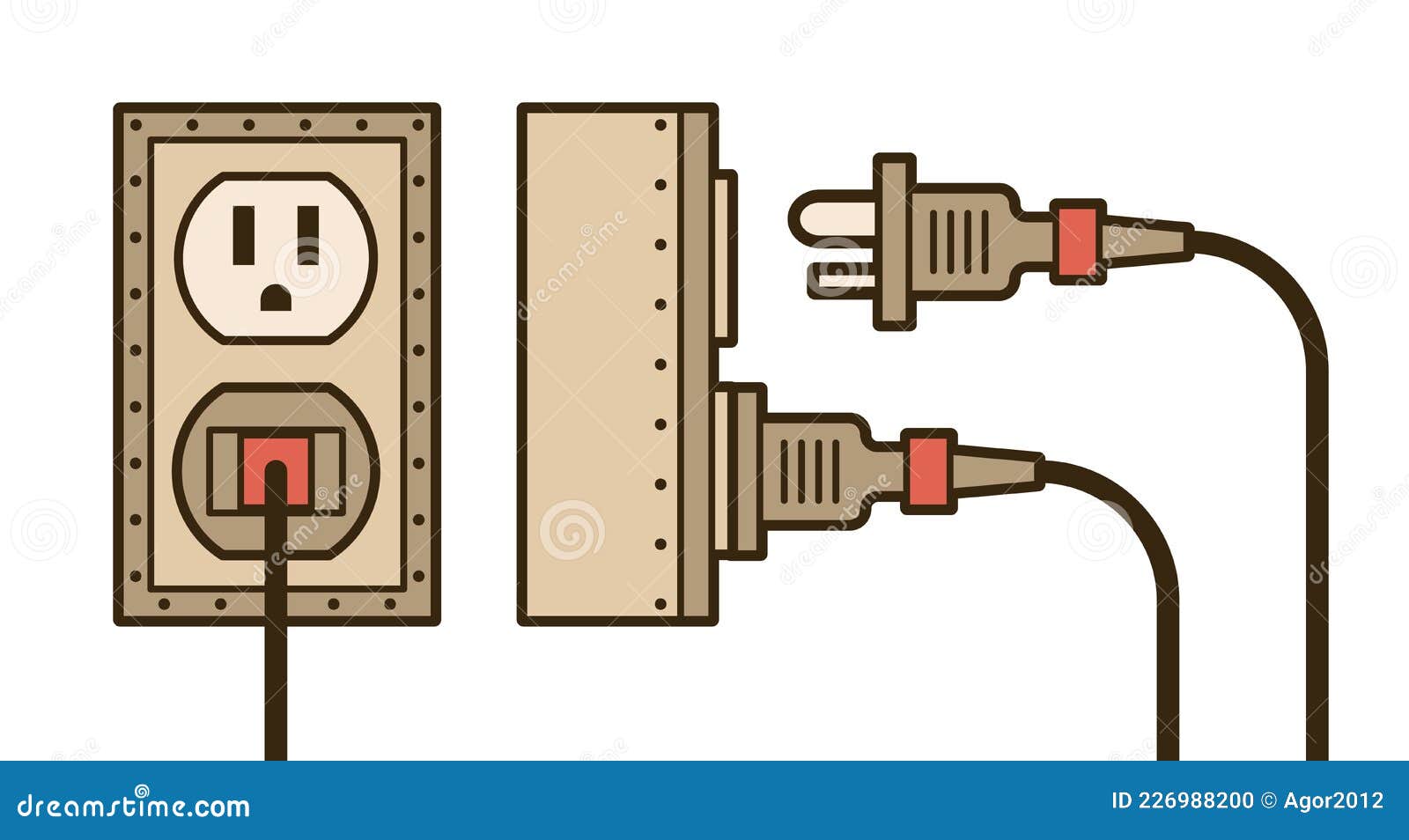 Power Plug into Socket - Turn on and Off. Stock Vector - Illustration ...
