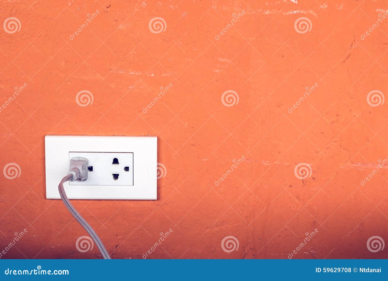 Power Plug and Socket on Wall Stock Photo - Image of vintage, plastic ...