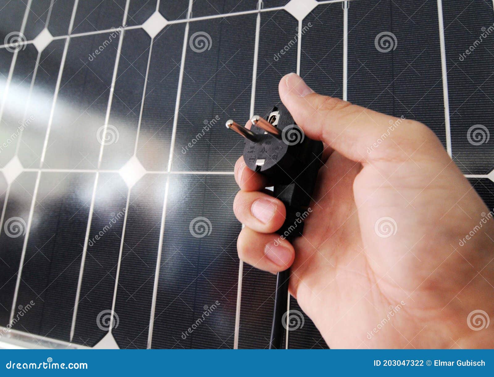 A Power Plug and Solar Panel Stock Photo - Image of industry, energy ...