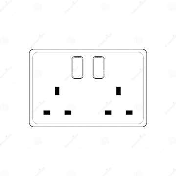 Power Plug Two Socket Outlet Type G with Switch Stock Illustration ...