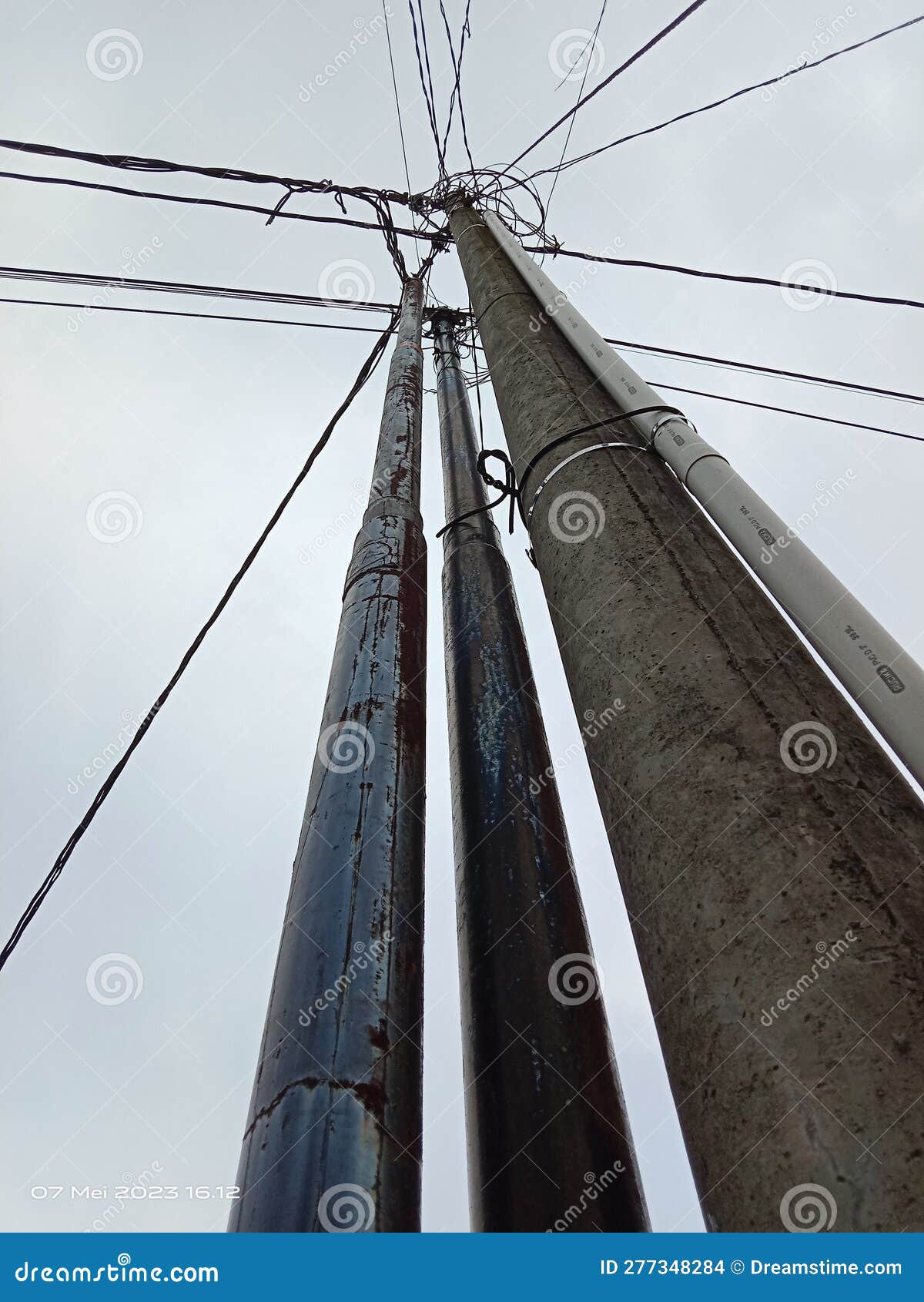 Power pole and power cable editorial stock image. Image of cable ...