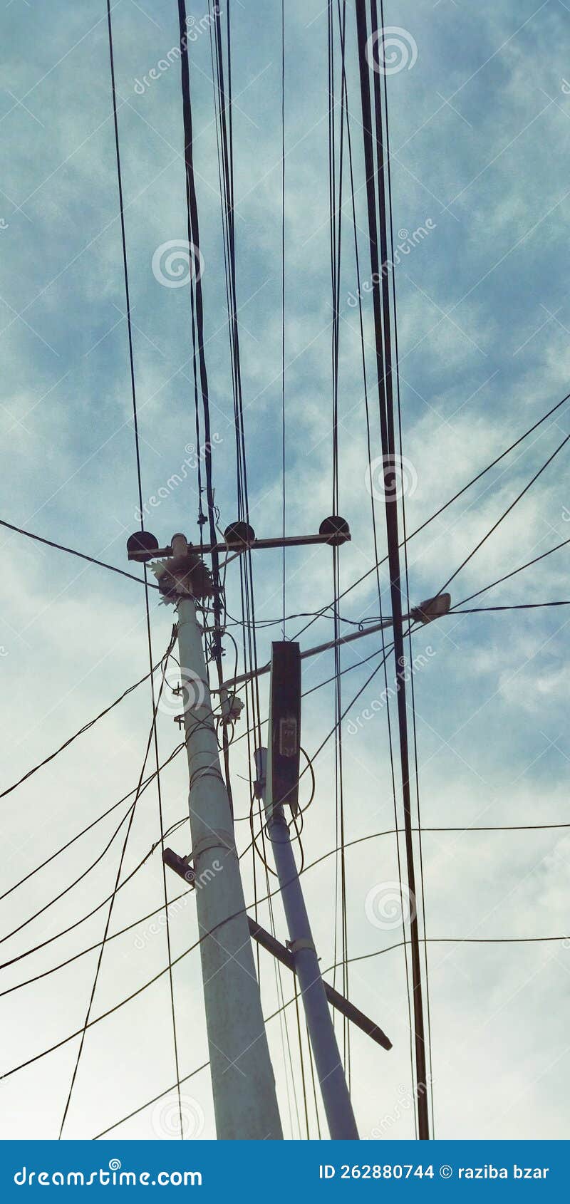 Power Pole, Cable, Sky, Blue Stock Photo - Image of pole, cable: 262880744