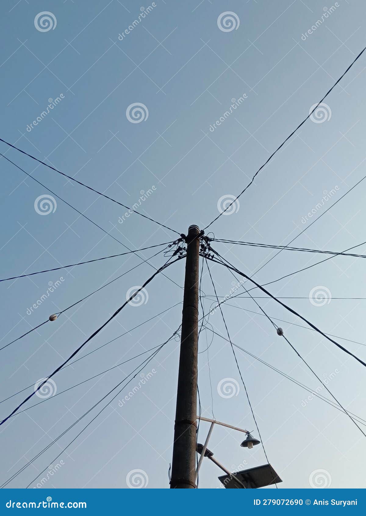 Power pole with cables stock photo. Image of pole, conduct - 279072690