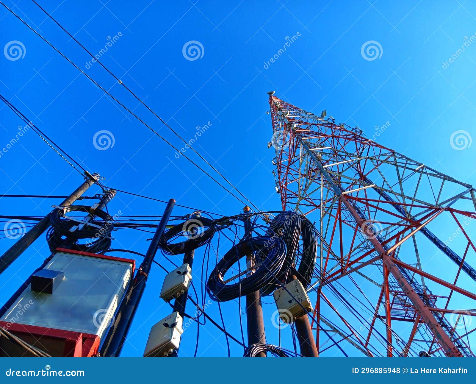 Power Pole and Communication Tower Stock Photo - Image of tall ...
