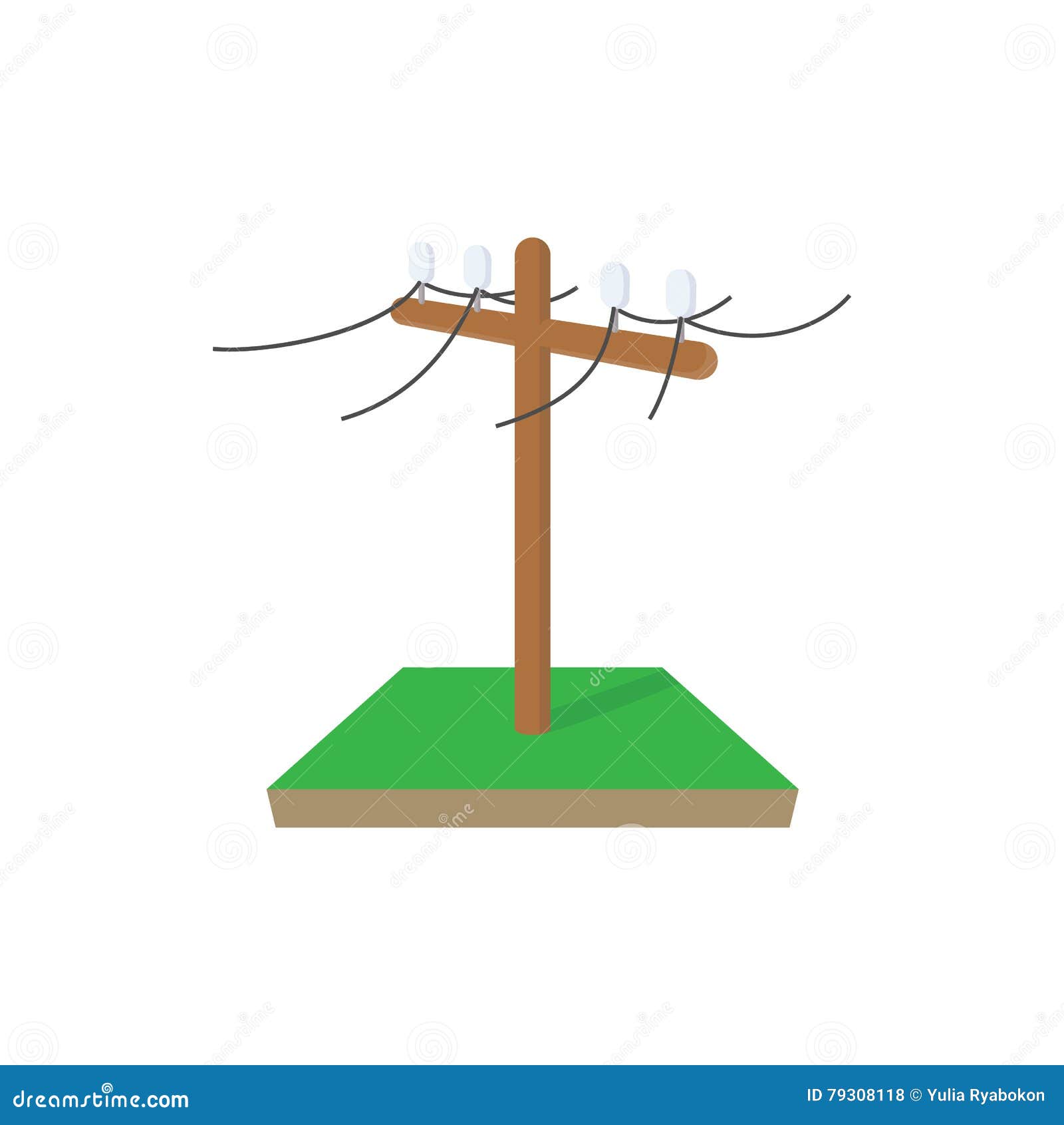 Power Pole Icon, Cartoon Style Stock Vector - Illustration of ...