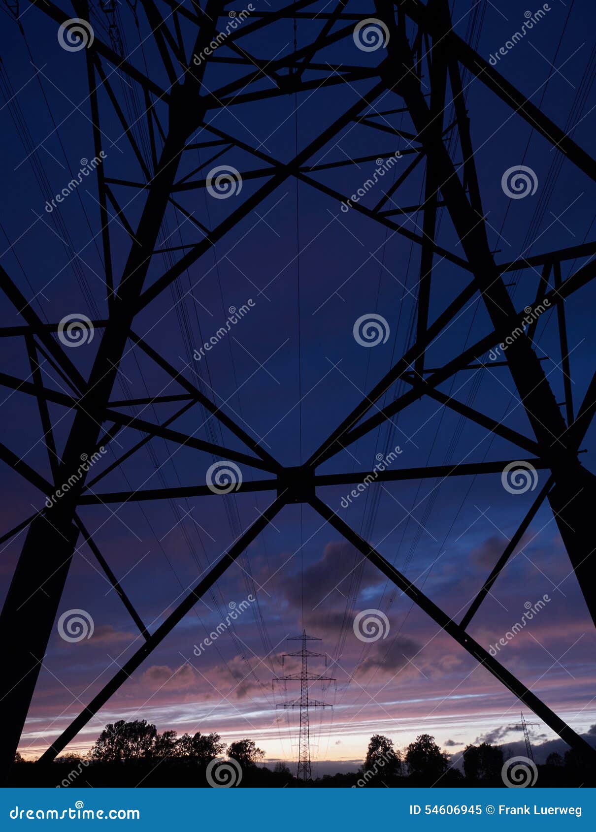 Power pole at night stock image. Image of electrical - 54606945