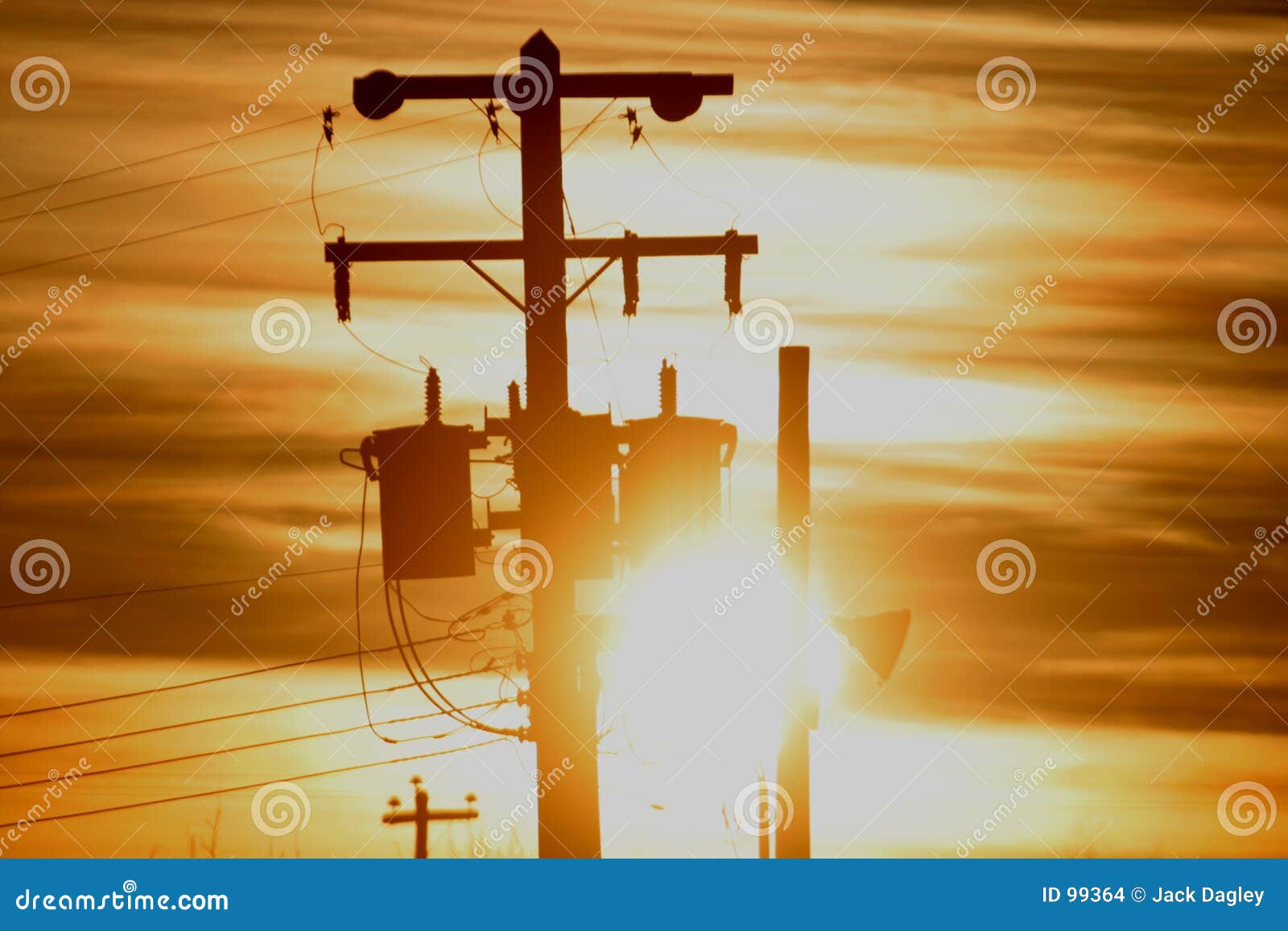 Power Pole And Transformer With Communication And Transmission Lines ...