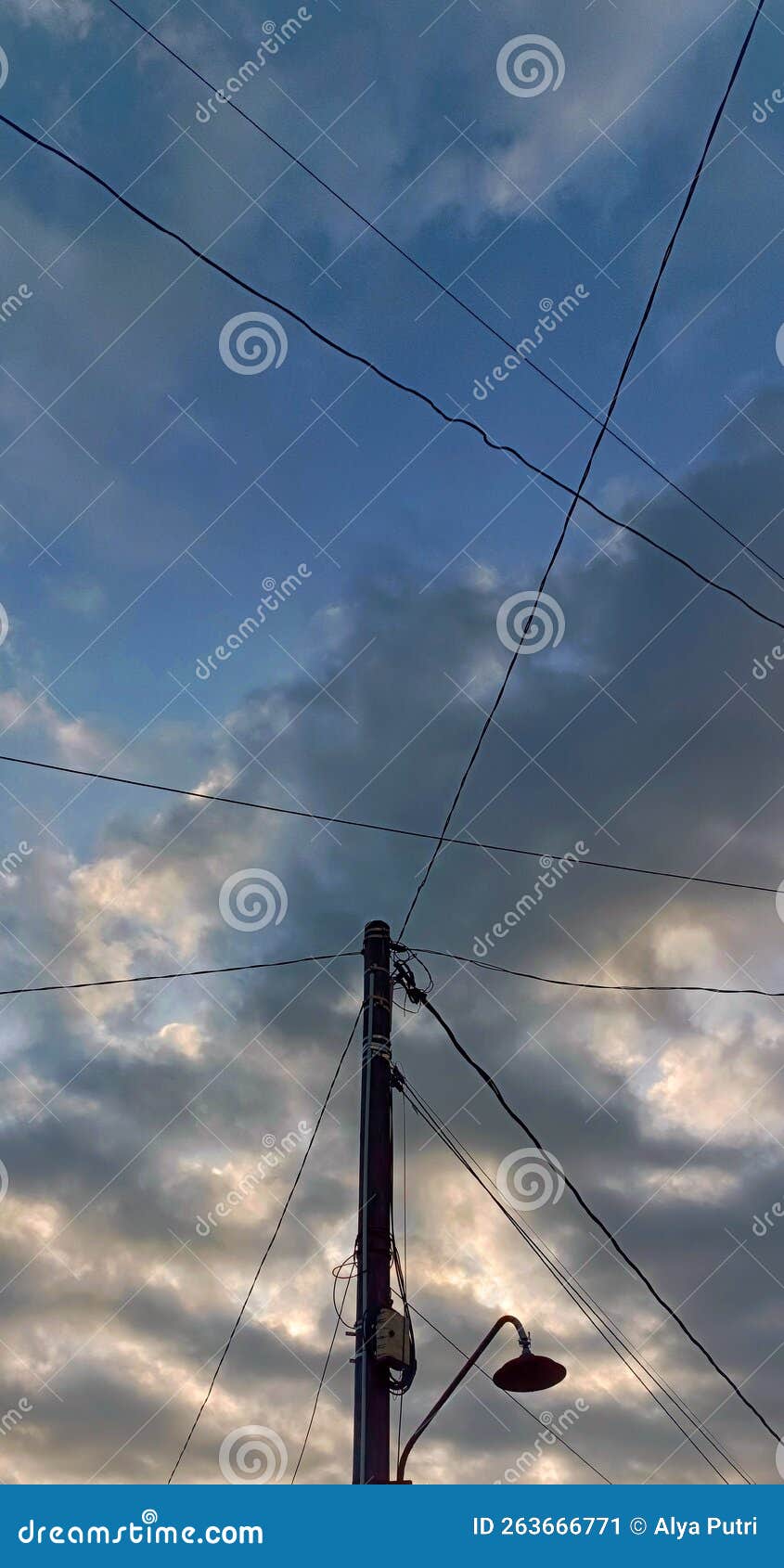 Power Pole and Street Lights with Sky Background Stock Image - Image of ...