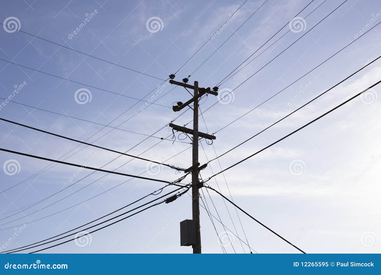 Power Pole and Wires stock image. Image of power, copyspace - 12265595