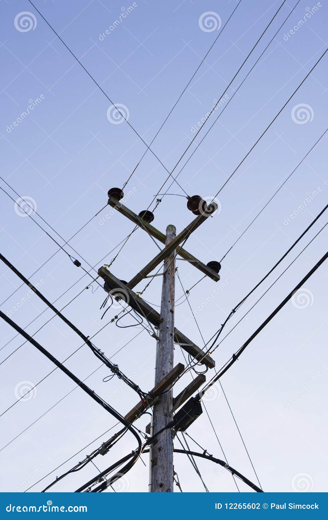 Power Pole and Wires stock photo. Image of diagonal, parallel - 12265602