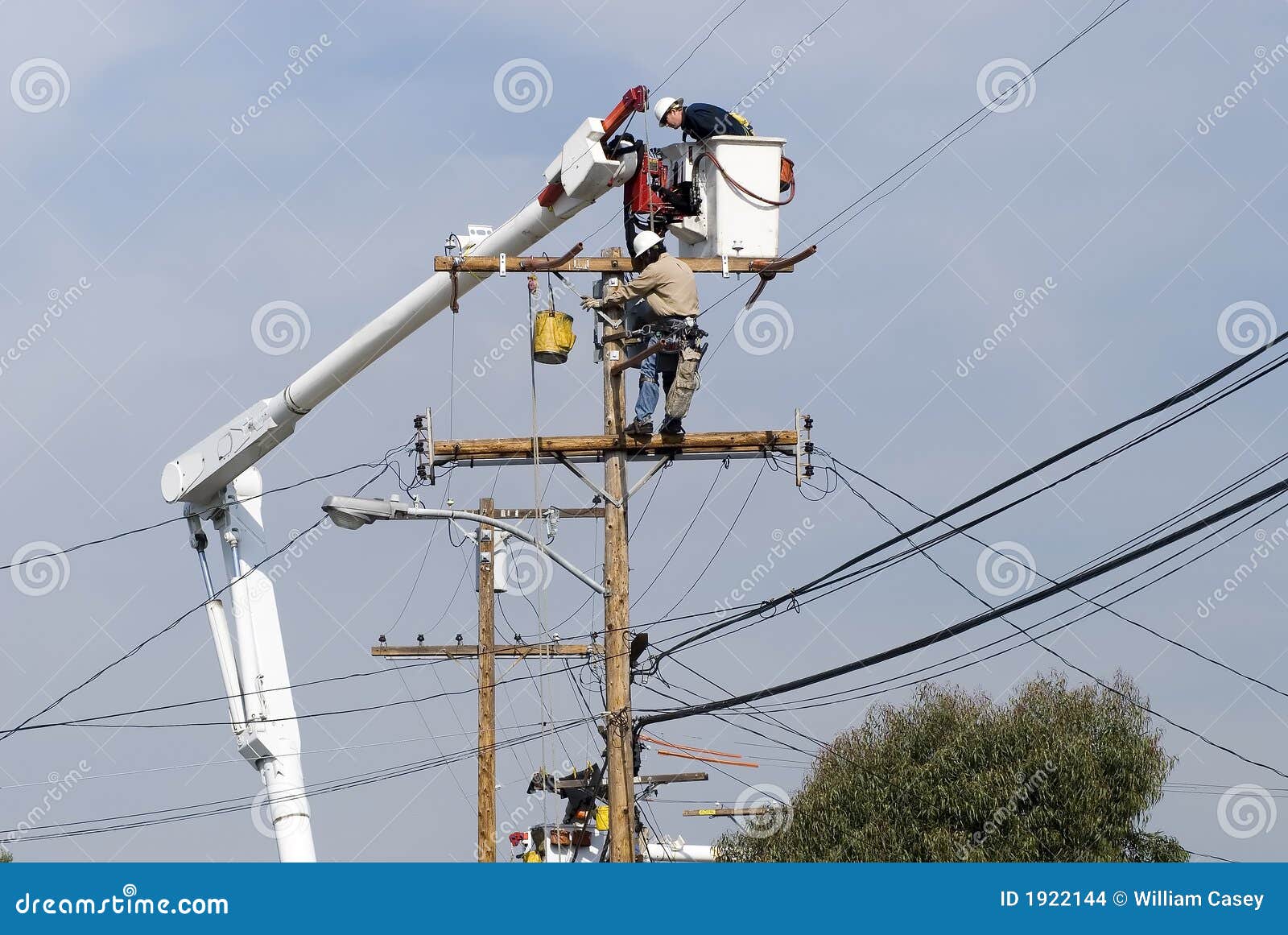 Power pole worker stock photo. Image of energy, pole, electricity - 1922144