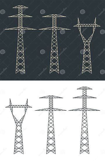 Power poles blueprints stock vector. Illustration of electric - 226889660