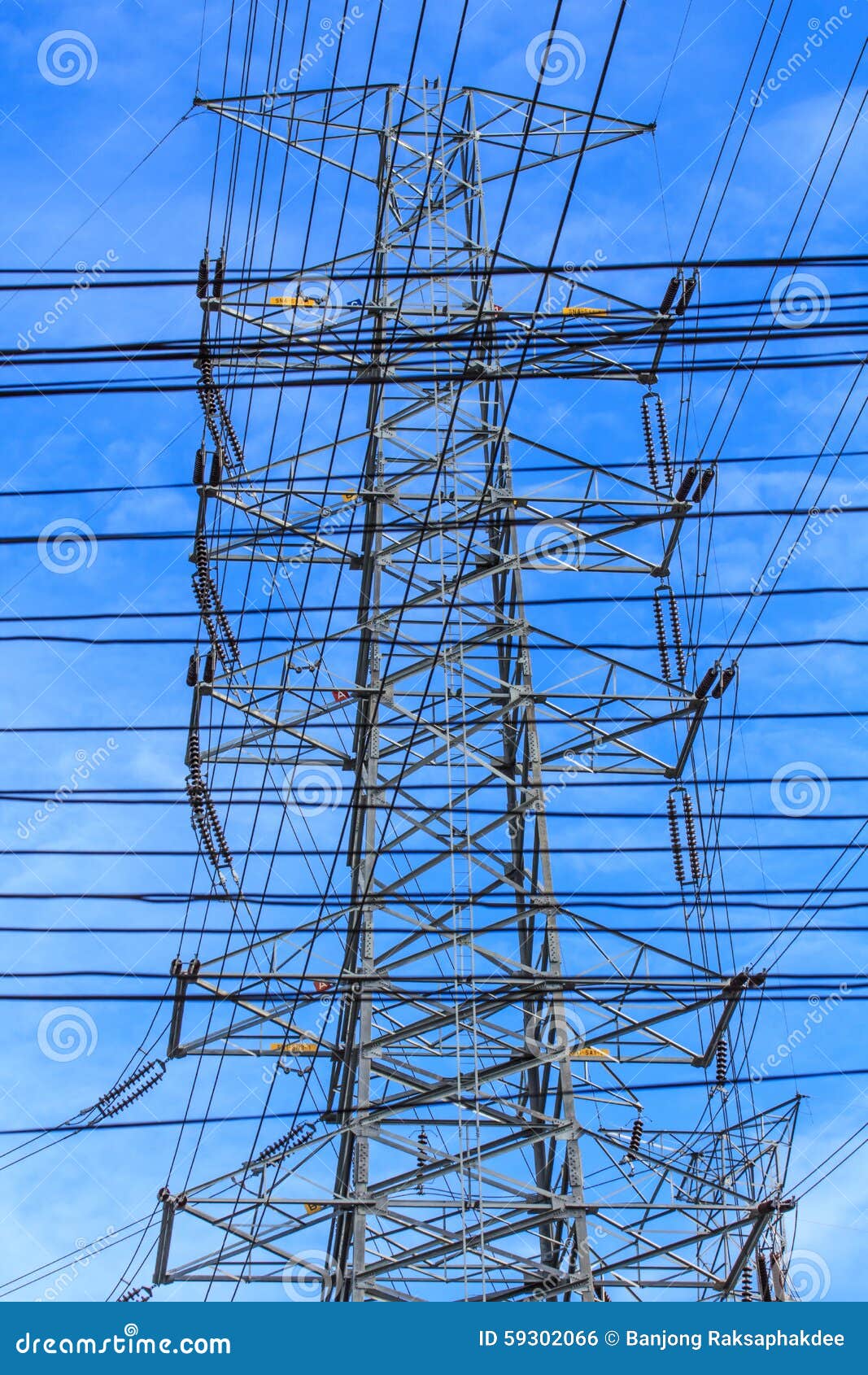 Power Poles and Cables, High Voltage Vertical 2 Stock Photo - Image of ...