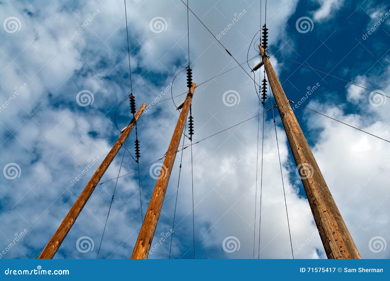3 Power Poles stock image. Image of lines, power, stretching - 71575417