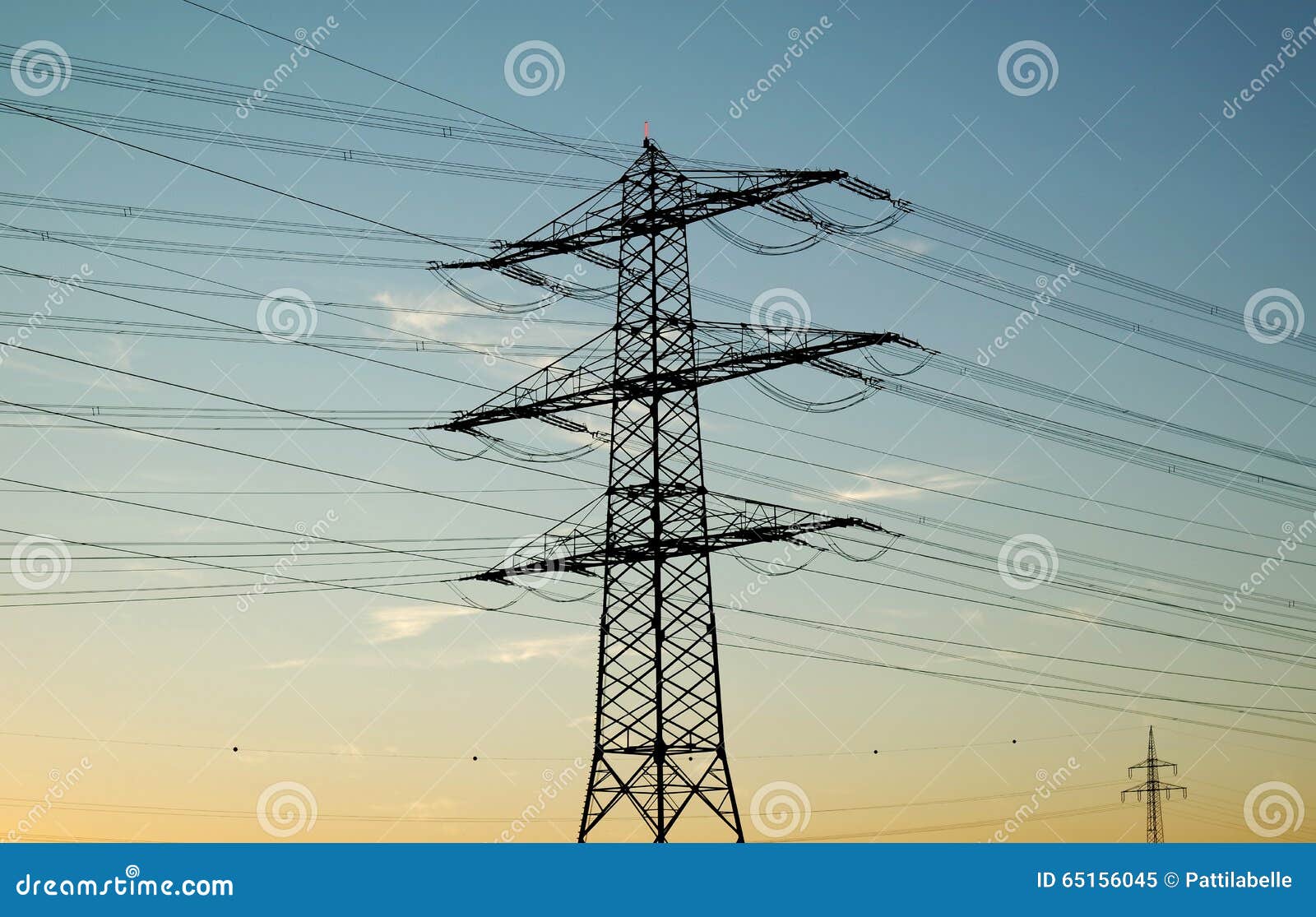 Power poles at sunset stock image. Image of powerhouse - 65156045