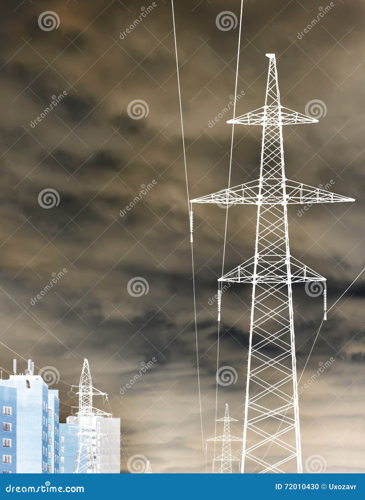 Power poles in a town stock photo. Image of equipment - 72010430