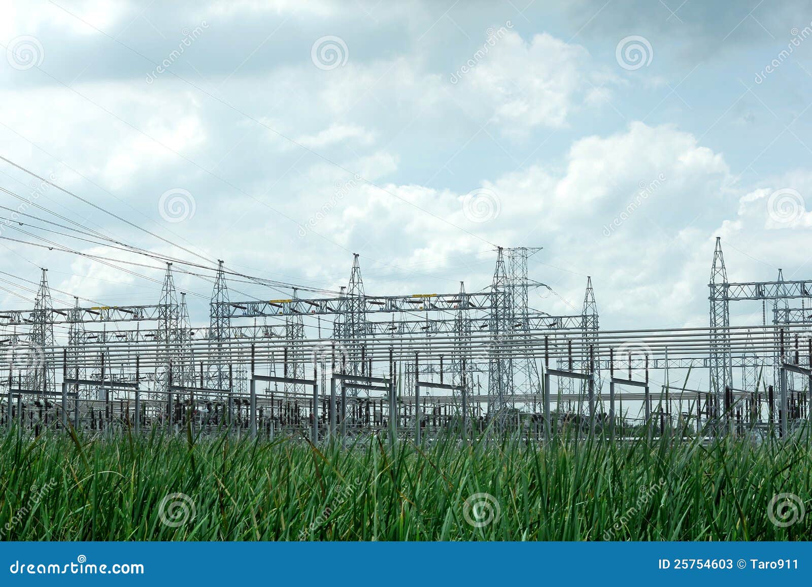 Power Post with Grass and Sky Stock Image - Image of electric, mountain ...