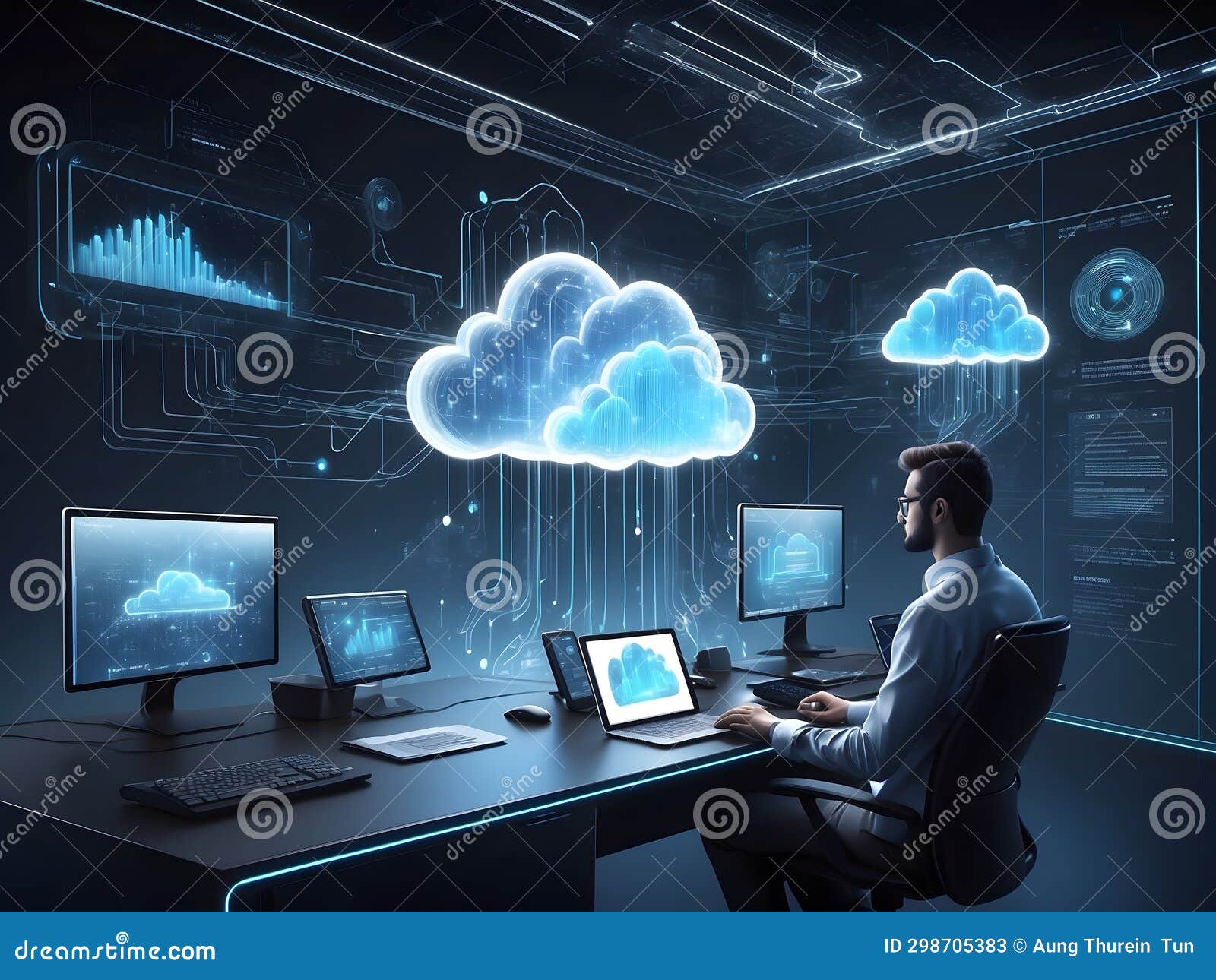 The Power and Potential of Cloud Computing Stock Illustration ...