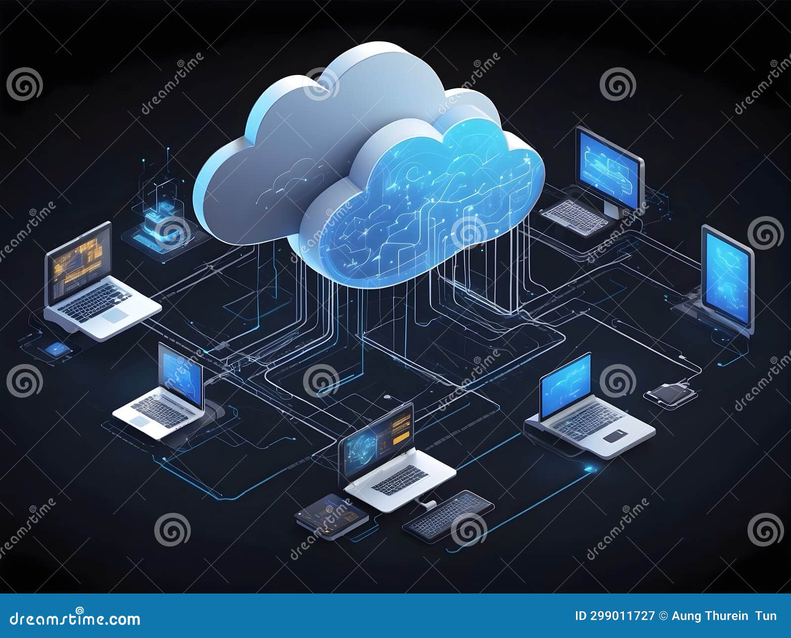 The Power and Potential of Remote Data Storage Stock Illustration ...