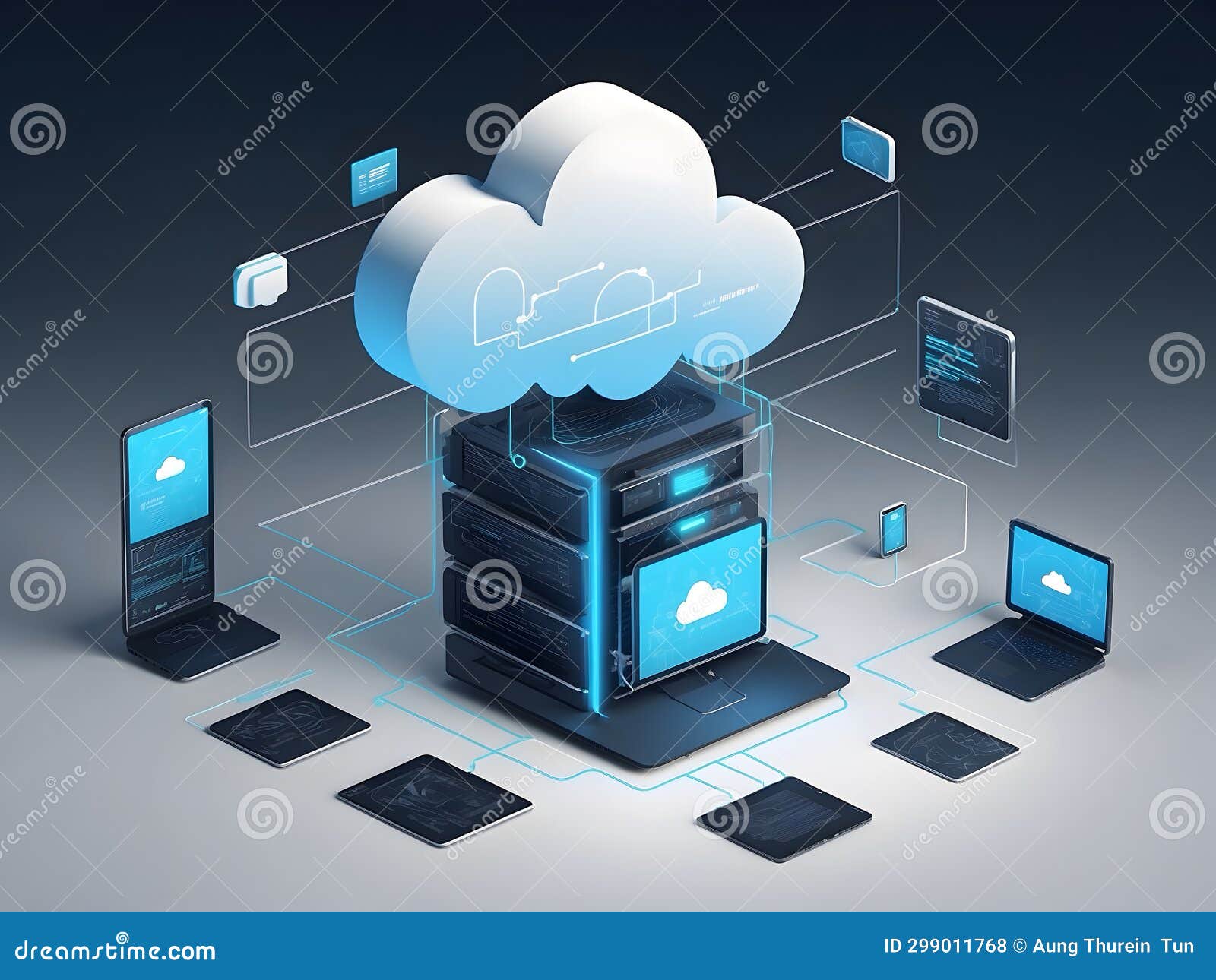 The Power and Potential of Remote Data Storage Stock Illustration ...