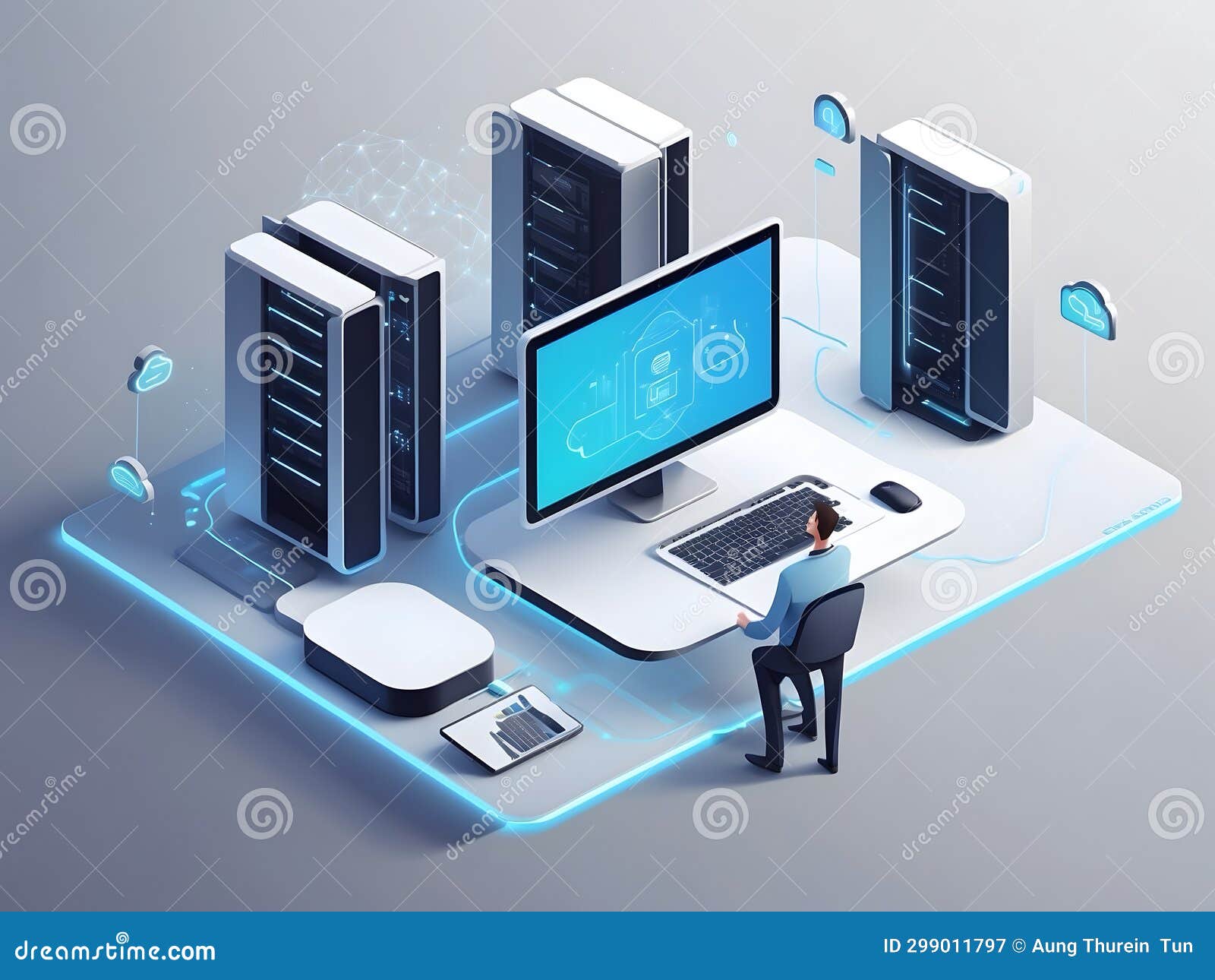 The Power and Potential of Remote Data Storage Stock Illustration ...