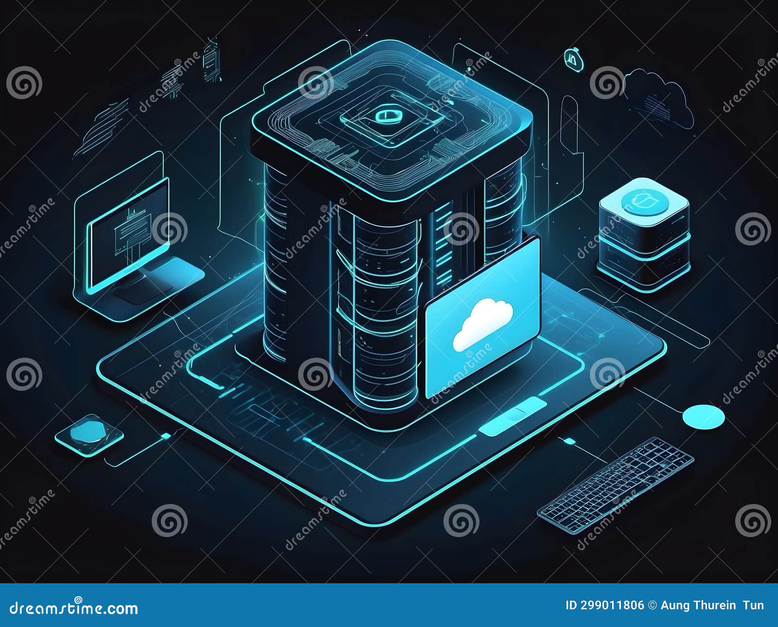 The Power and Potential of Remote Data Storage Stock Illustration ...