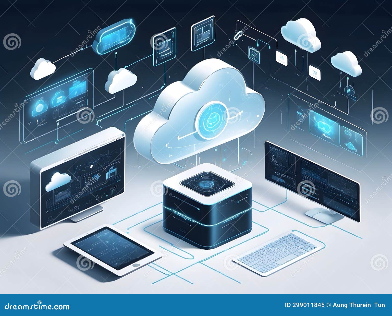 The Power and Potential of Remote Data Storage Stock Illustration ...