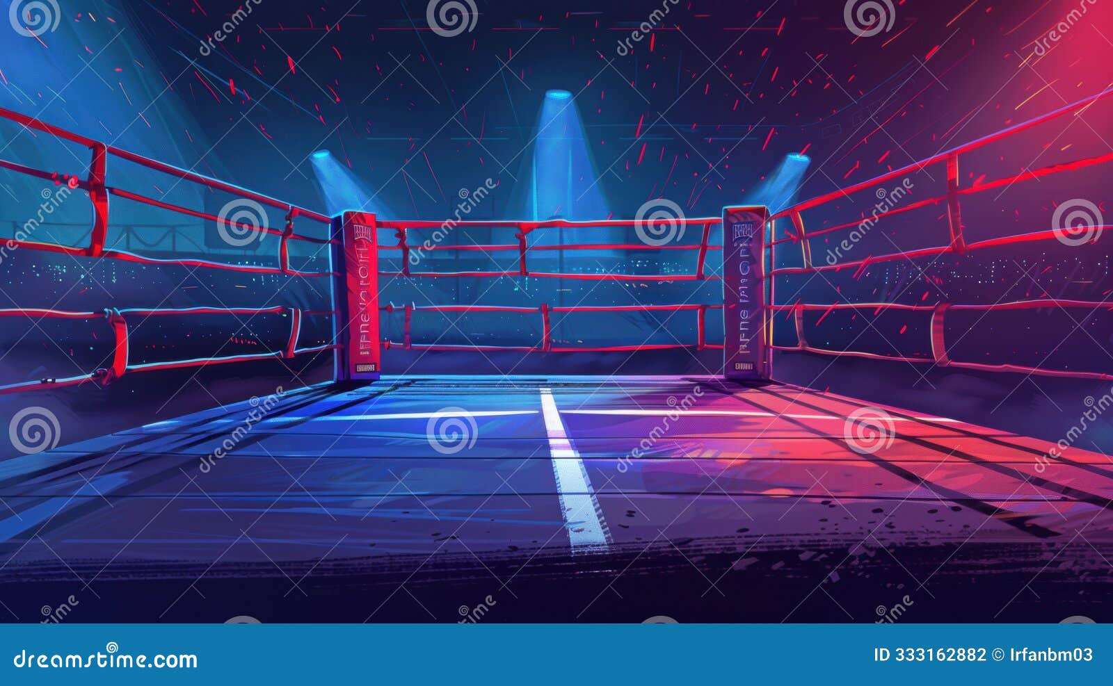 Power and Precision. Boxing Ring Under Bright Lights Concept Stock ...