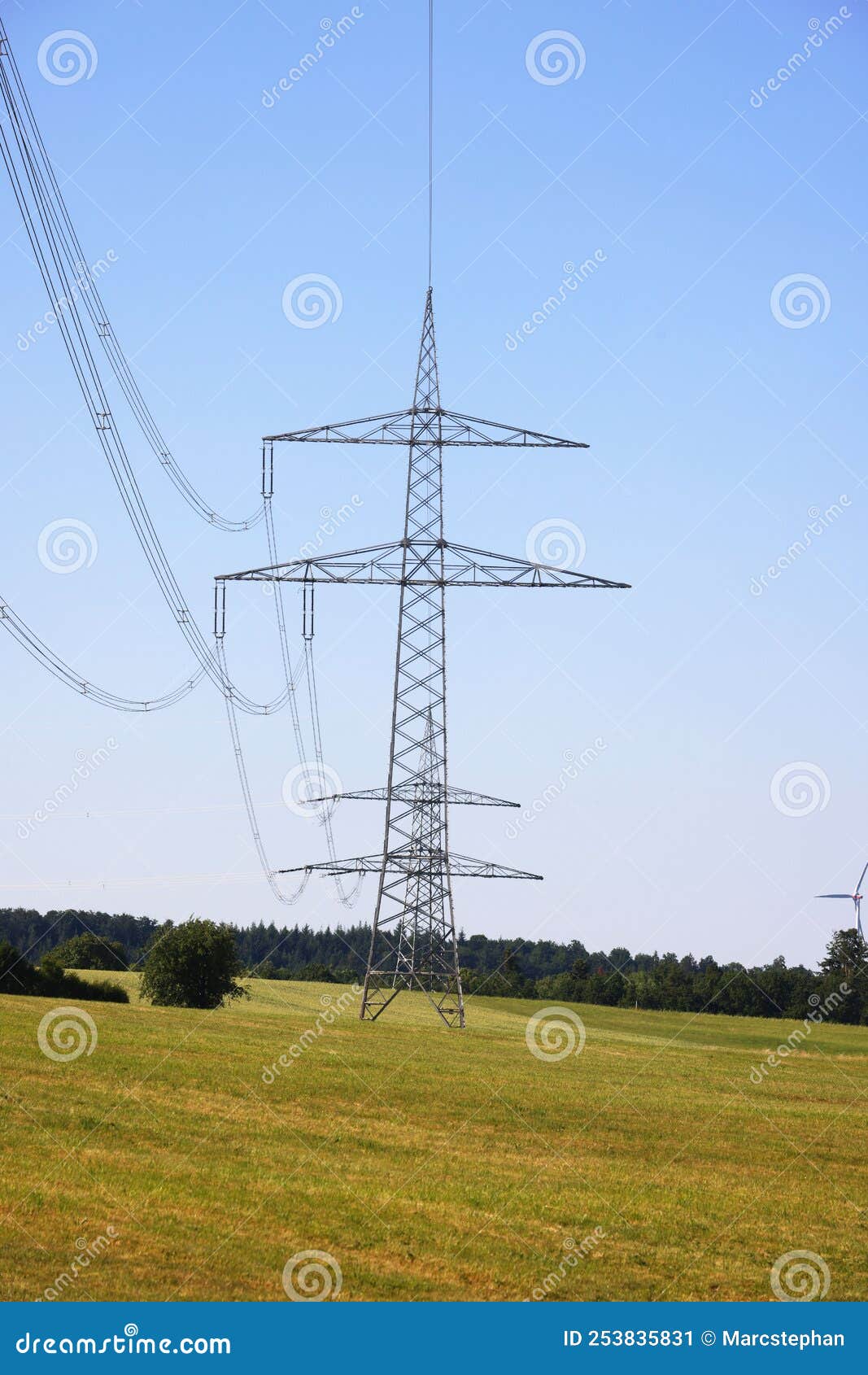 A Power Pylon in the Fields in Hohenlohe, Germany Stock Image - Image of equipment, line: 253835831
