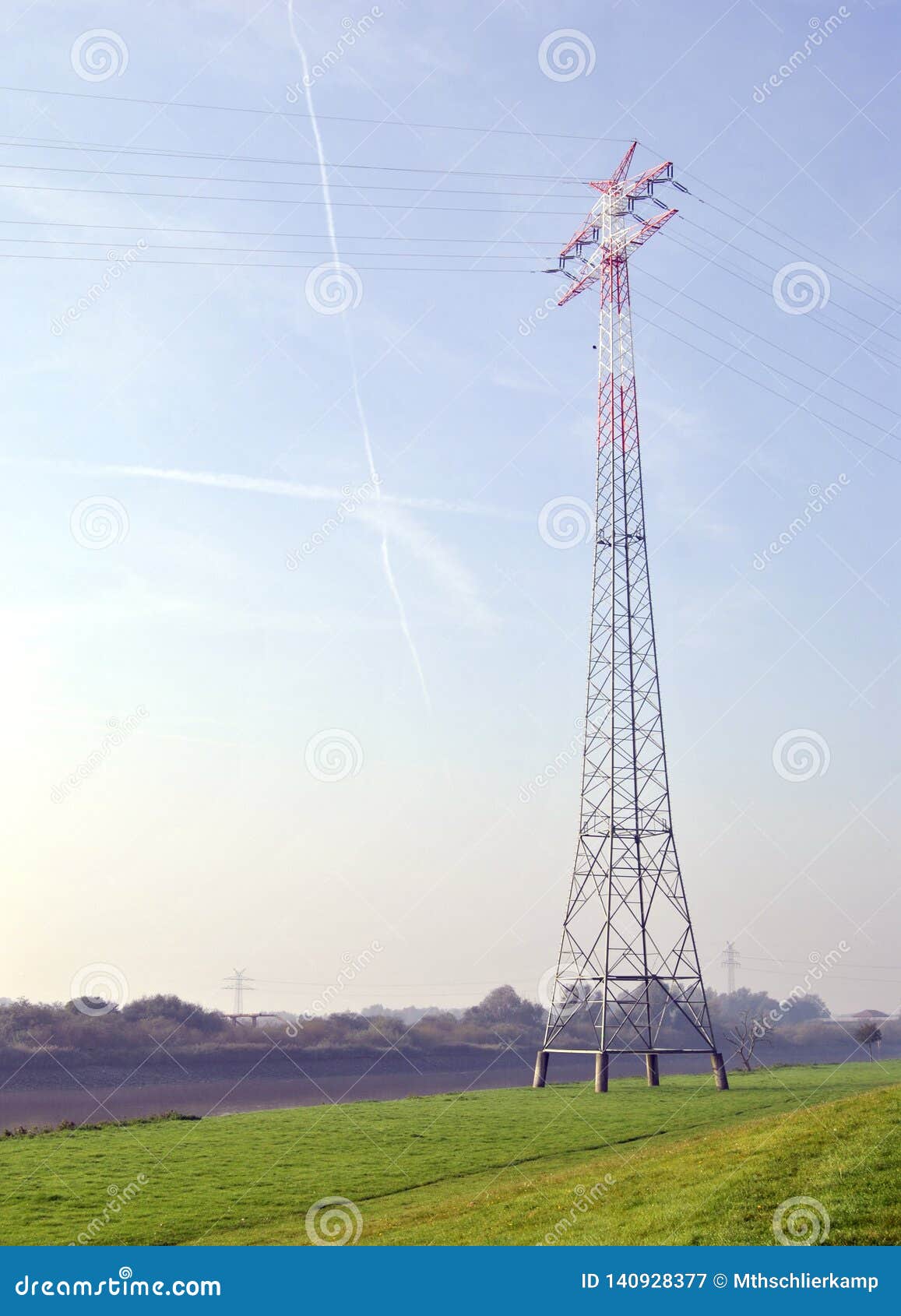 Power Pylon in the Landscape Stock Image - Image of green, engineering ...